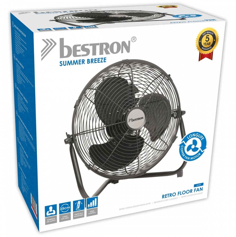 BESTRON DFA30 Vloerventilator Korf 35 Cm Zwart | Profilec.be