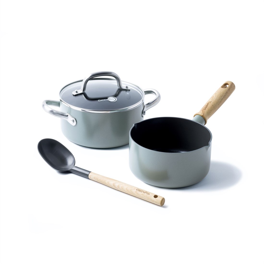 Greenpan Mayflower SET 2 : kookpot 20cm + steelpan 16cm + scheplepel ...