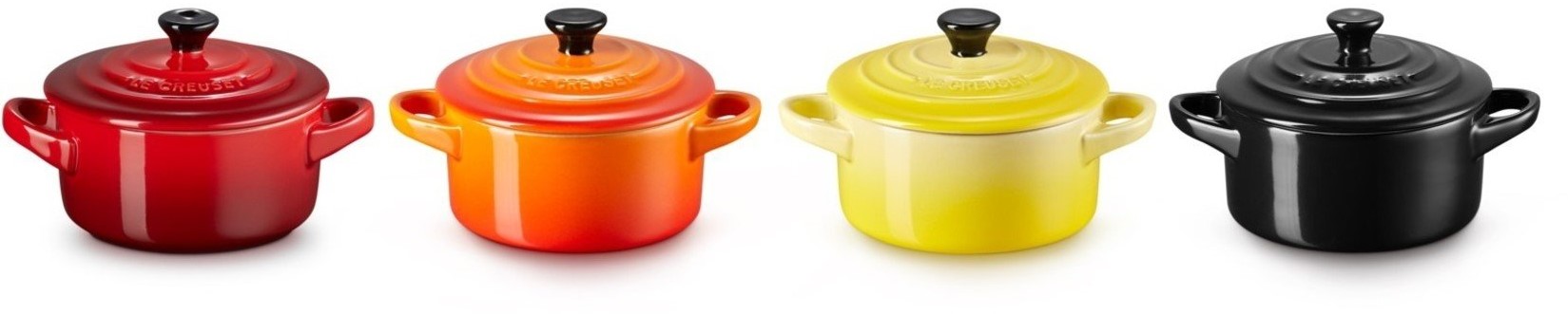 Le Creuset Aardewerken mini braadpannetjes 4 set vuur & vlam | Profilec.be