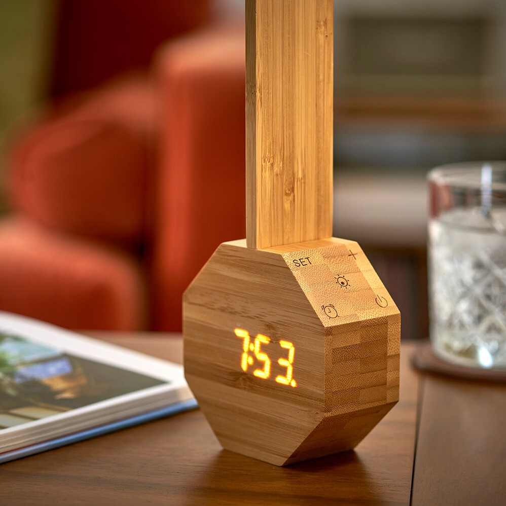 Gingko OCTAGON ONE ALARM CLOCK bamboo | Profilec.be